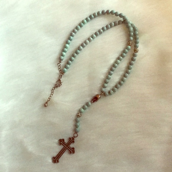 Jewelry | Turquoise Chain With Cross | Poshmark
